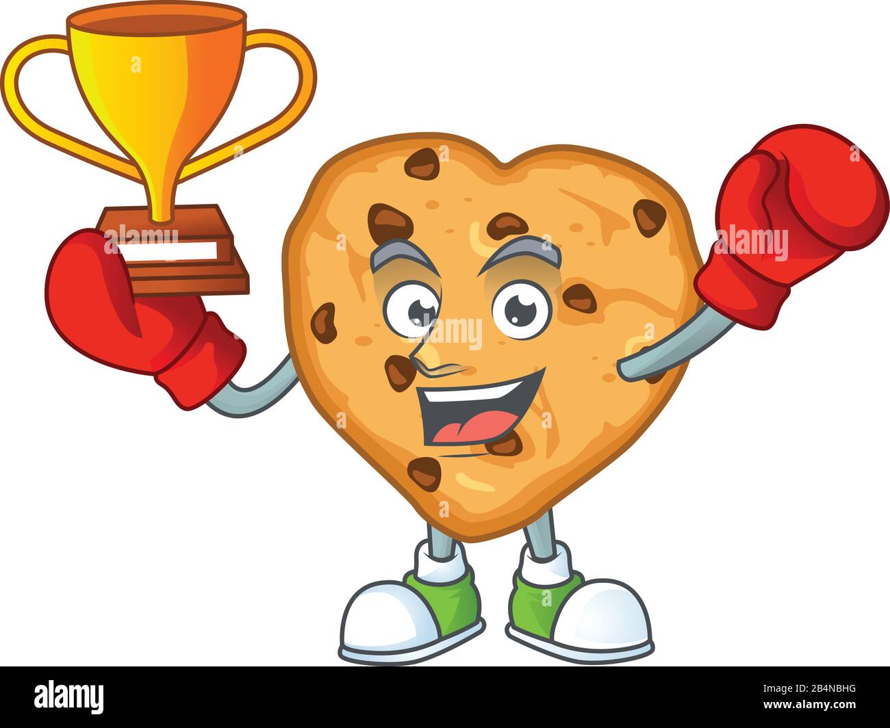 Happy face of boxing winner chocolate chips love in mascot design style ...