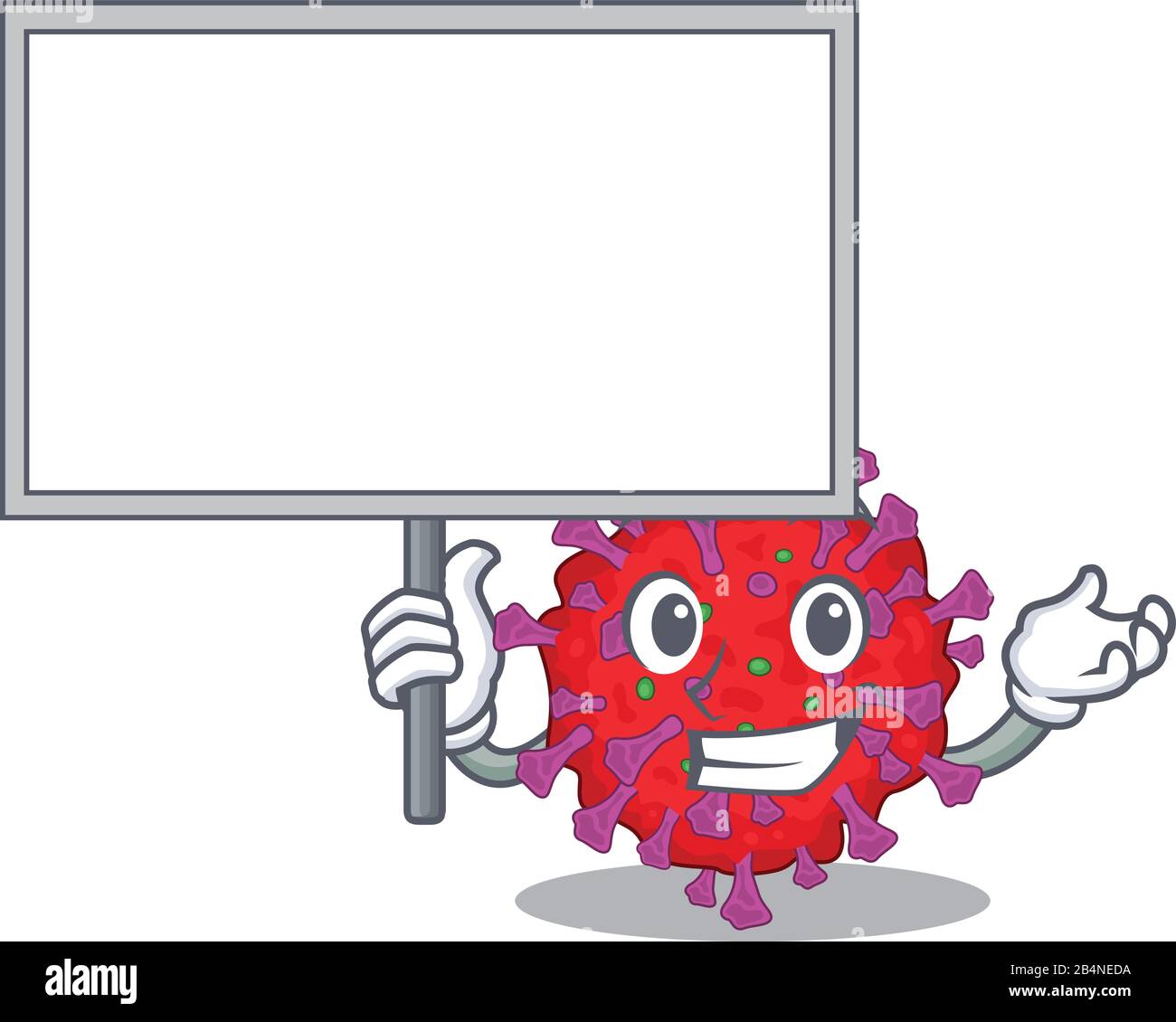 Coronavirus particle cute cartoon character bring a board Stock Vector ...