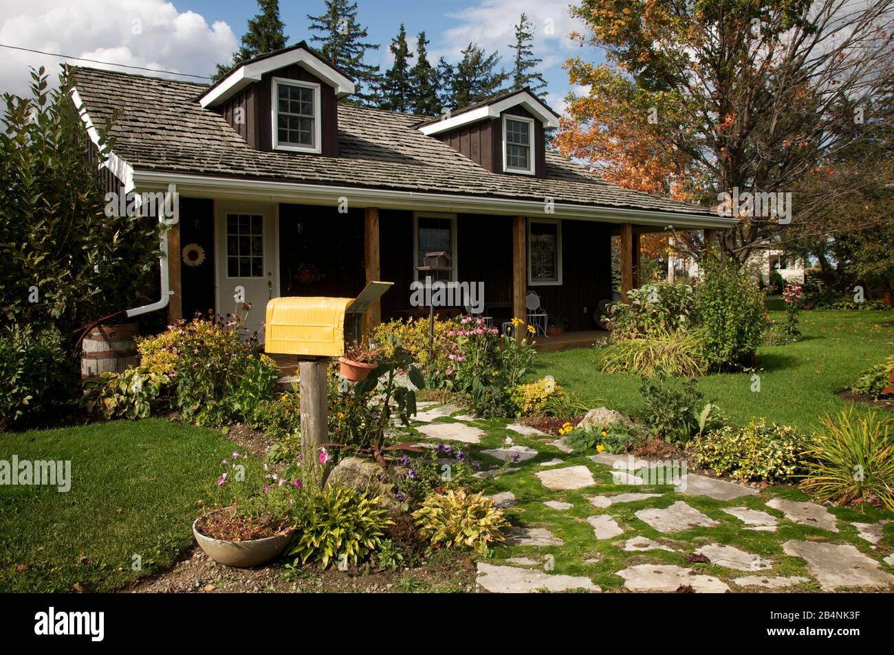 Canadian style wooden house exterior, Georgetown, Ontario, Canada Stock ...