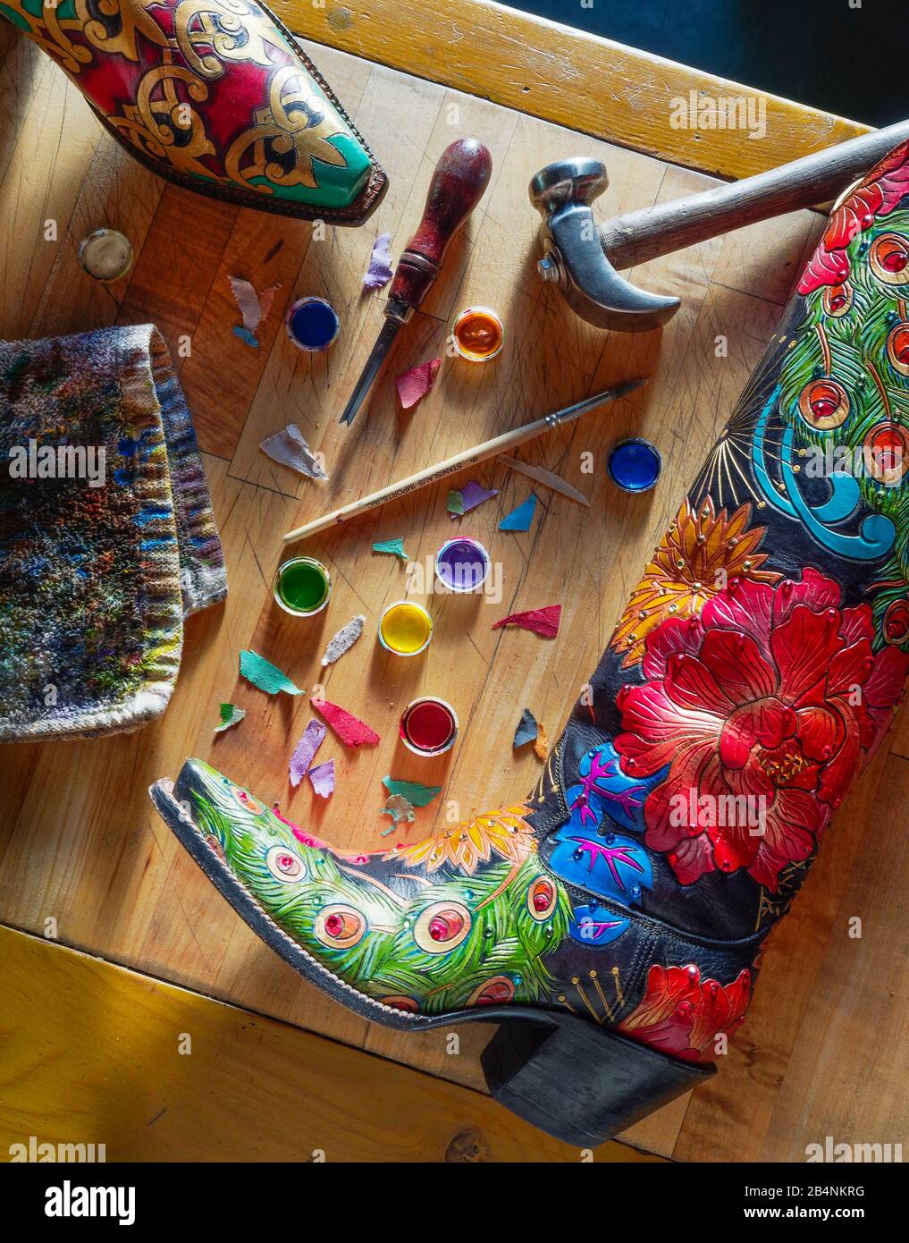 Rocket Buster bootmaker, cowboy / cowgirl boot manufacture Stock Photo ...