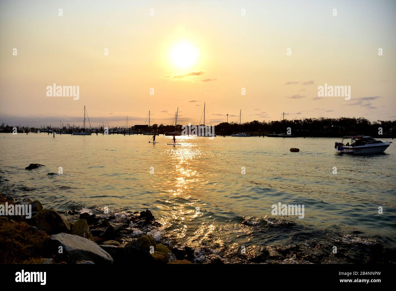 SUNSET ON MOOLOOLABA RIVER Stock Photo - Alamy