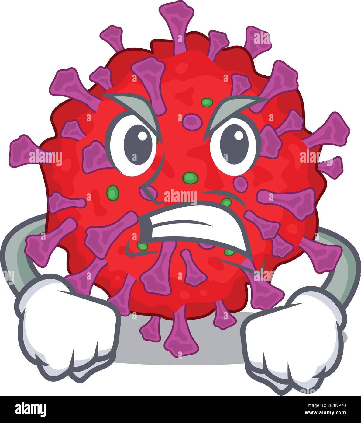 Coronavirus particle cartoon character design with angry face Stock ...