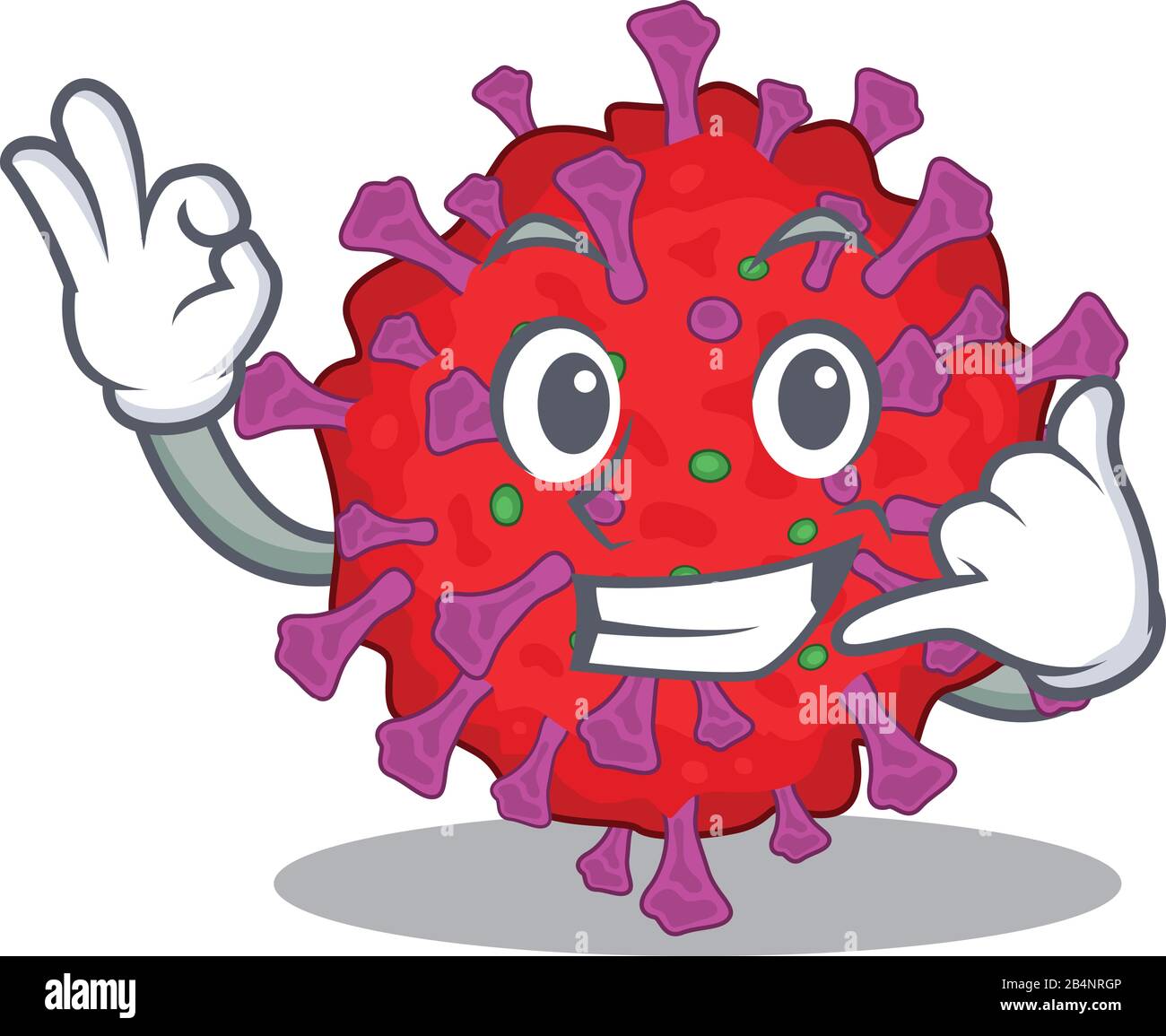 Coronavirus particle mascot cartoon design showing Call me gesture ...