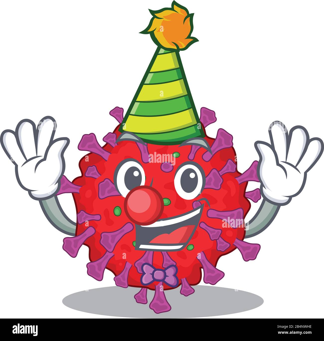 Cute and Funny Clown coronavirus particle cartoon character mascot ...