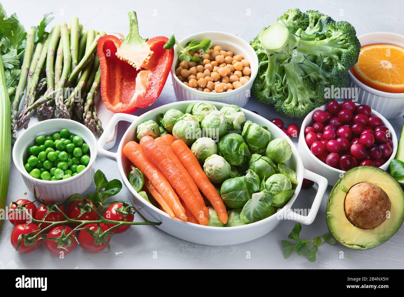 Vegan diet food. Selection of rich fiber sources vegan food. Foods high ...