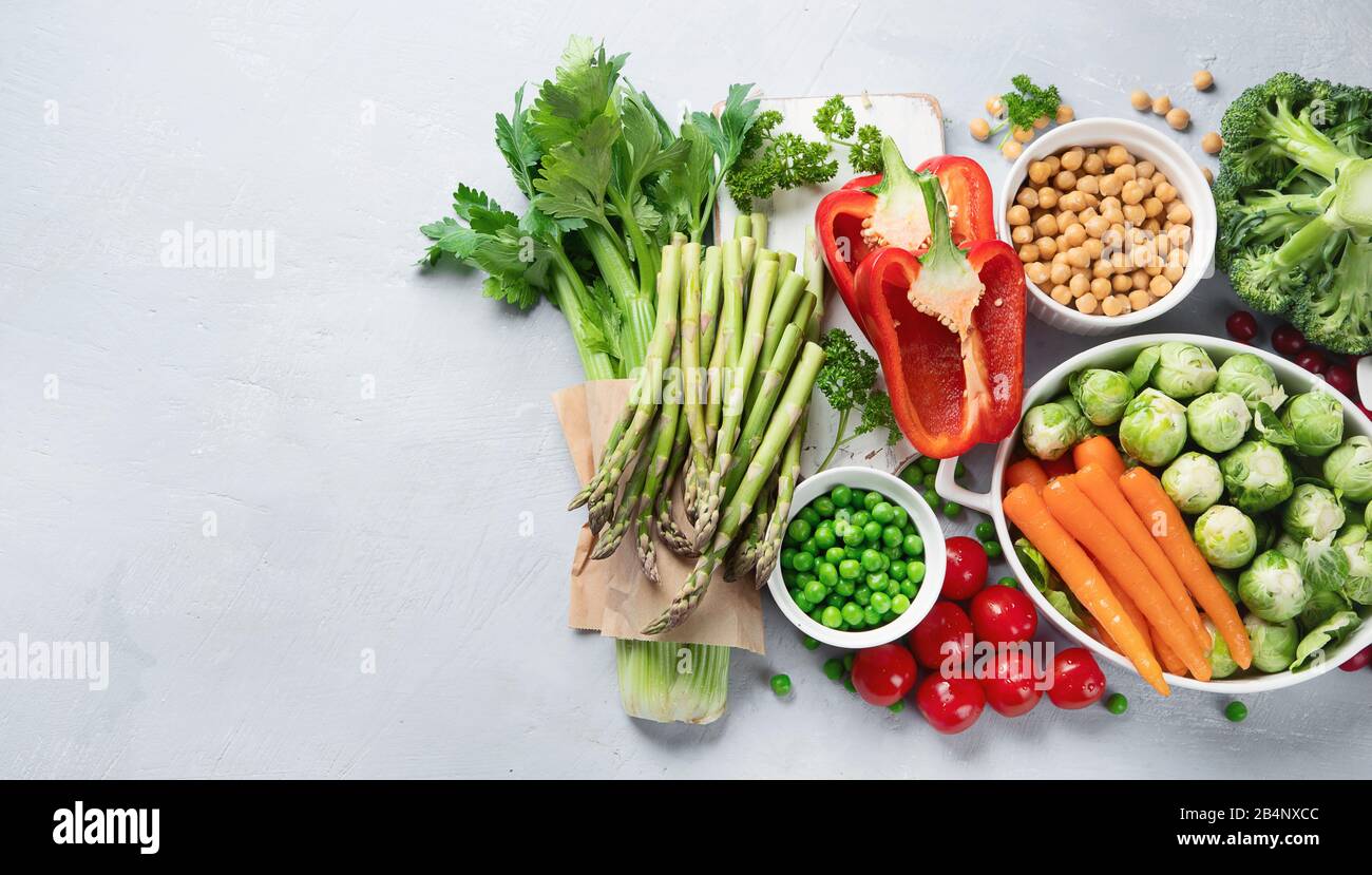Vegan diet food. Selection of rich fiber sources vegan food. Foods high ...