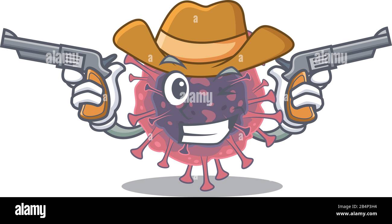 Funny microbiology coronavirus as a cowboy cartoon character holding ...