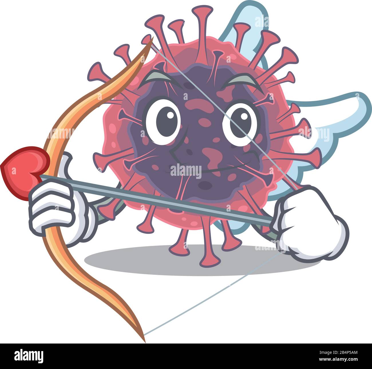 Romantic picture of microbiology coronavirus Cupid cartoon character ...