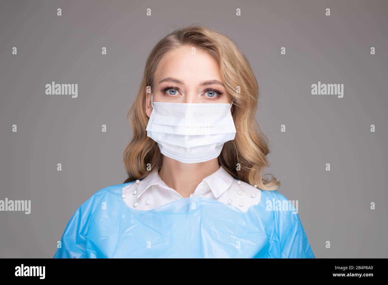 Portrait of lady is wearing face mask Stock Photo - Alamy