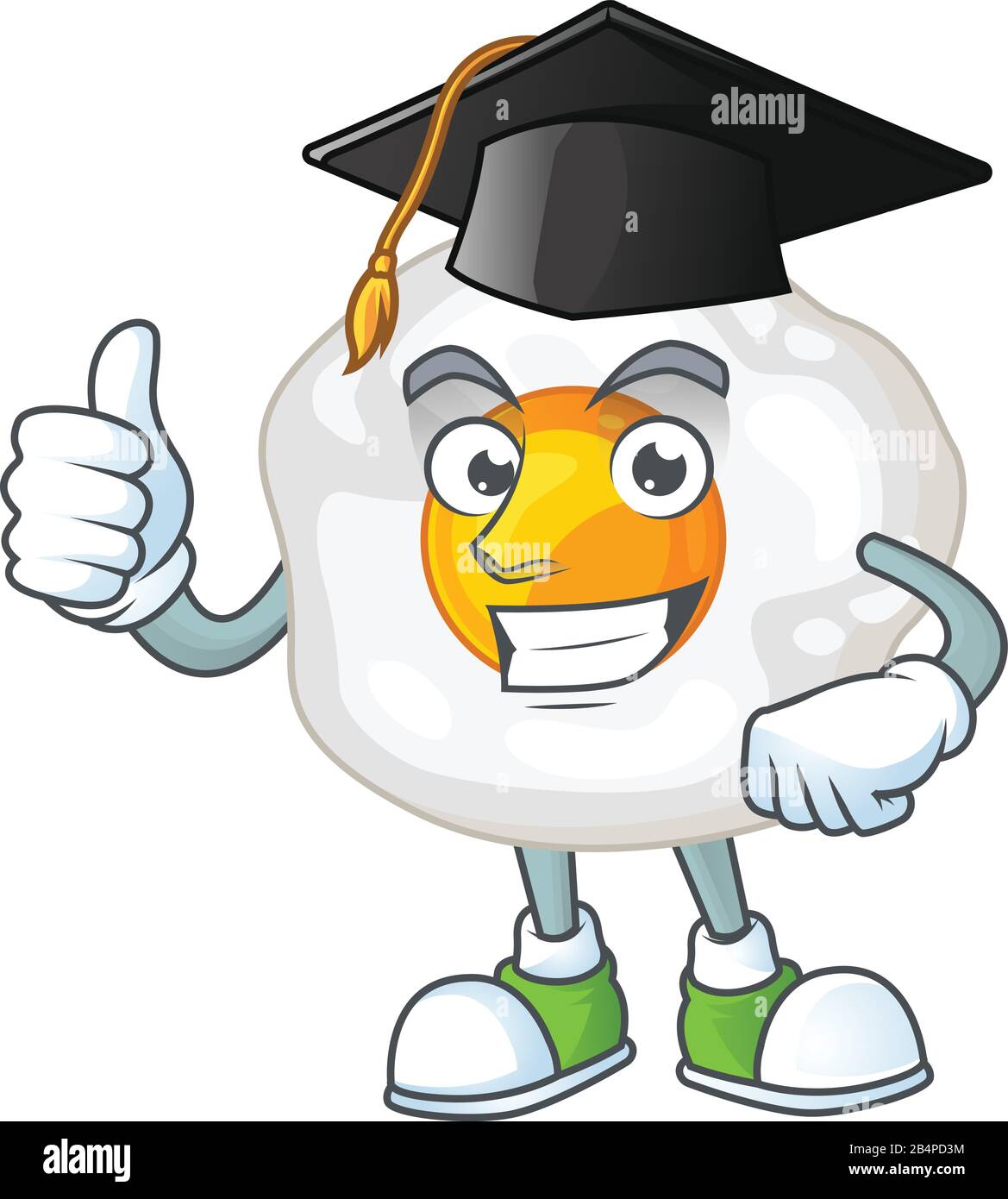 Happy face of fried egg in black graduation hat for the ceremony Stock ...