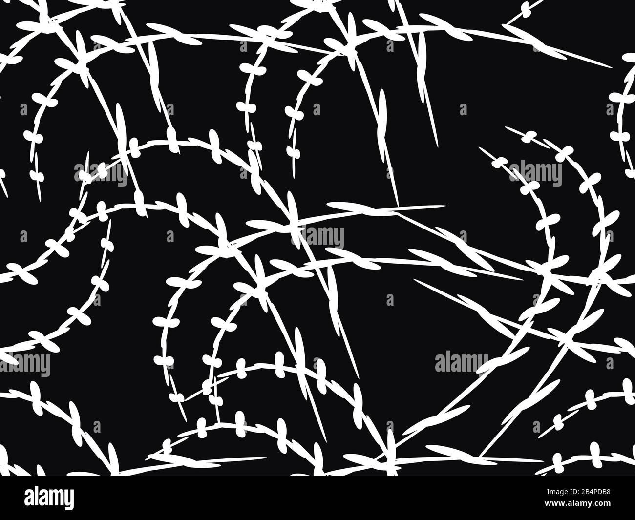 Barbed wire seamless pattern black and white color. Vector illustration ...
