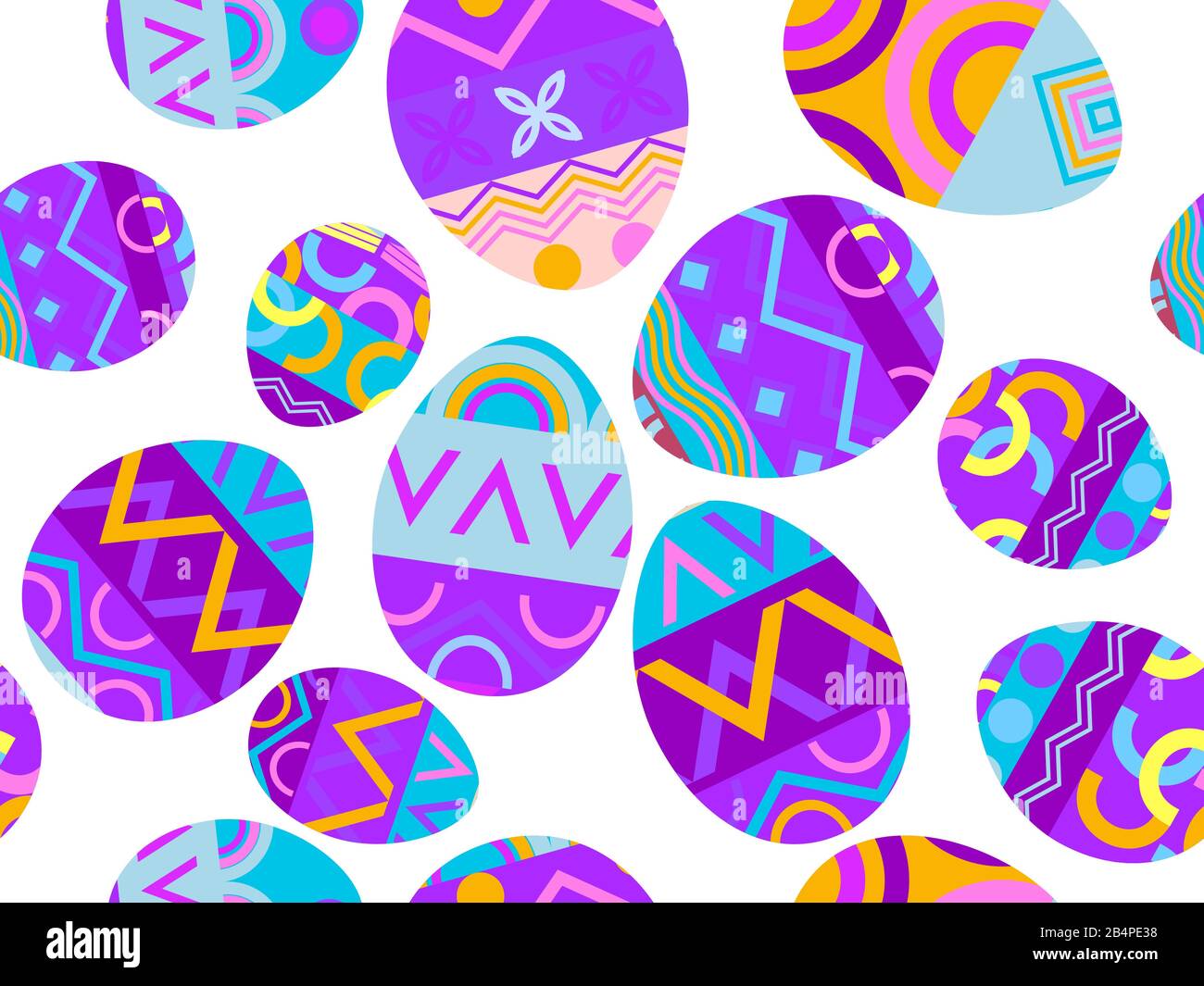 Easter eggs seamless pattern. Happy Easter festive eggs with doodle ...