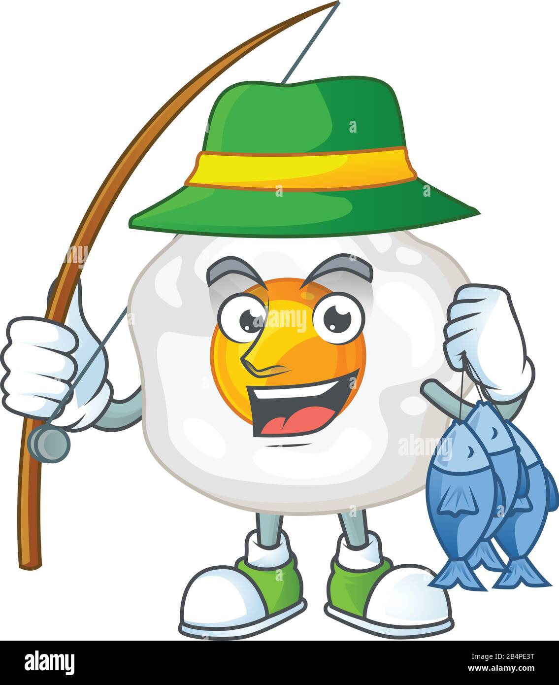 Cartoon character of funny Fishing fried egg Stock Vector Image & Art ...