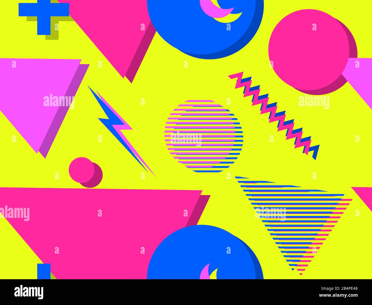 Seamless pattern in the style of the 80s and 90s with geometric shapes ...