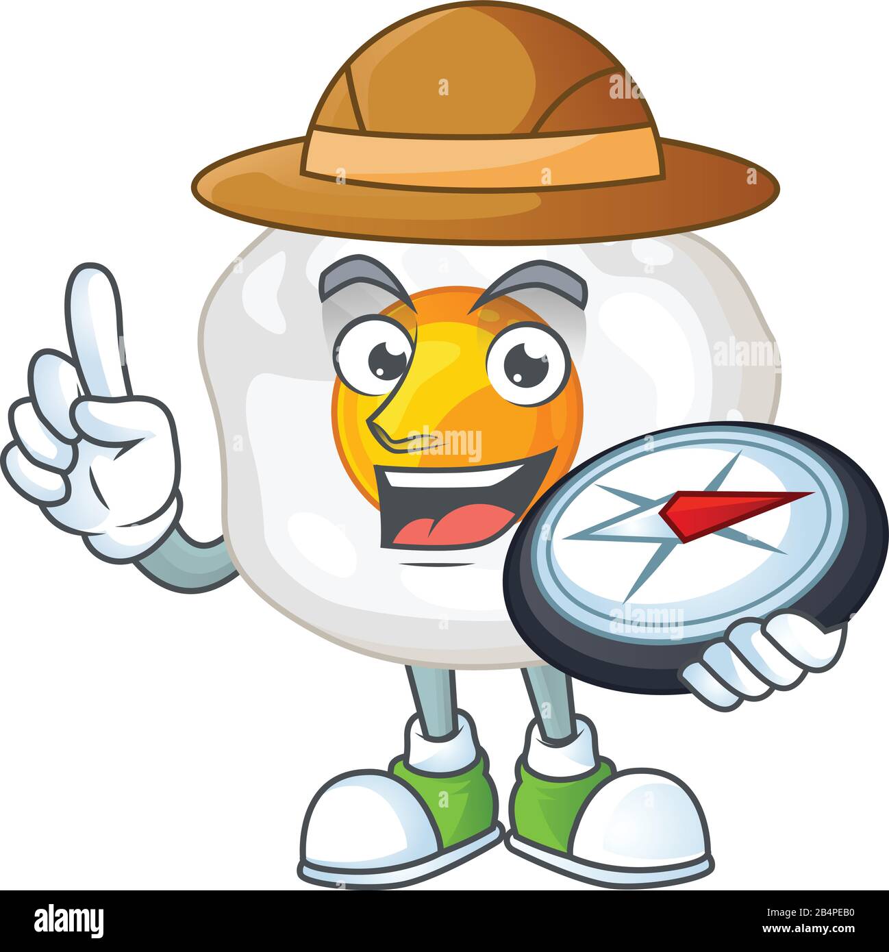 Fried egg an experienced explorer working using a compass Stock Vector Image & Art - Alamy