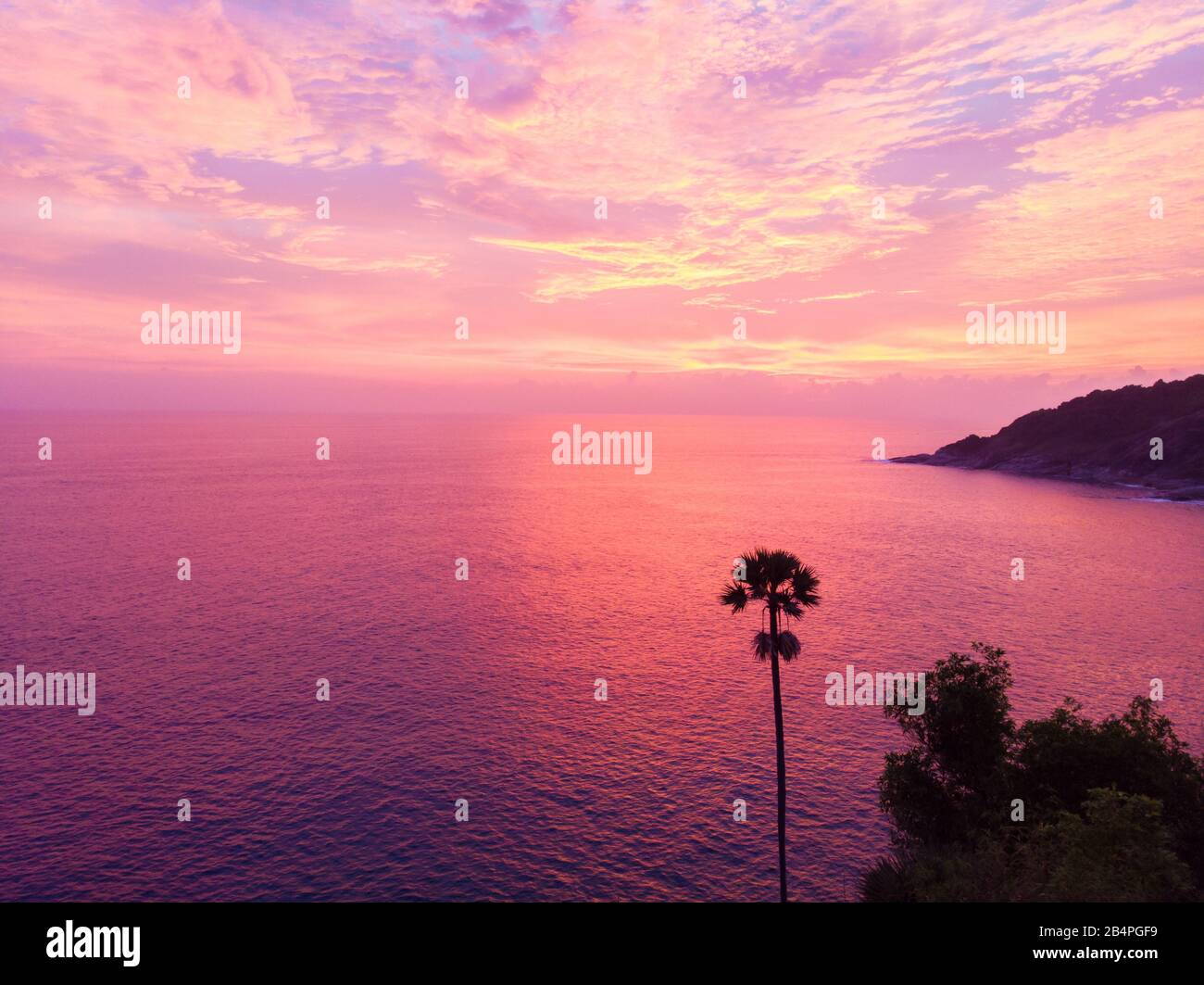 Aerial view sea island beach with green tree Phuket Thailand Stock ...