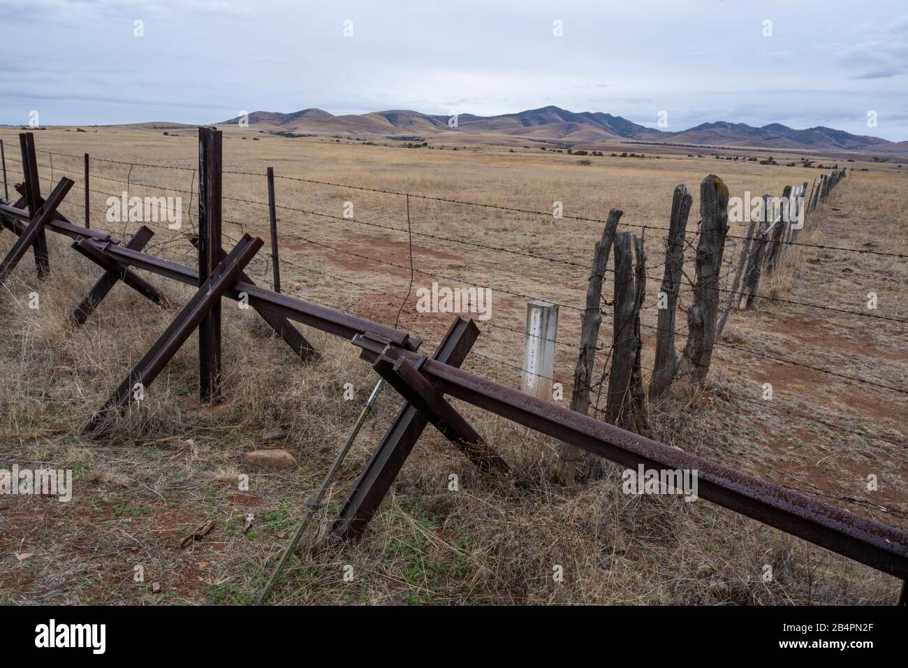 US Mexico border fence in the San Rafael valley east of Lochiel ...