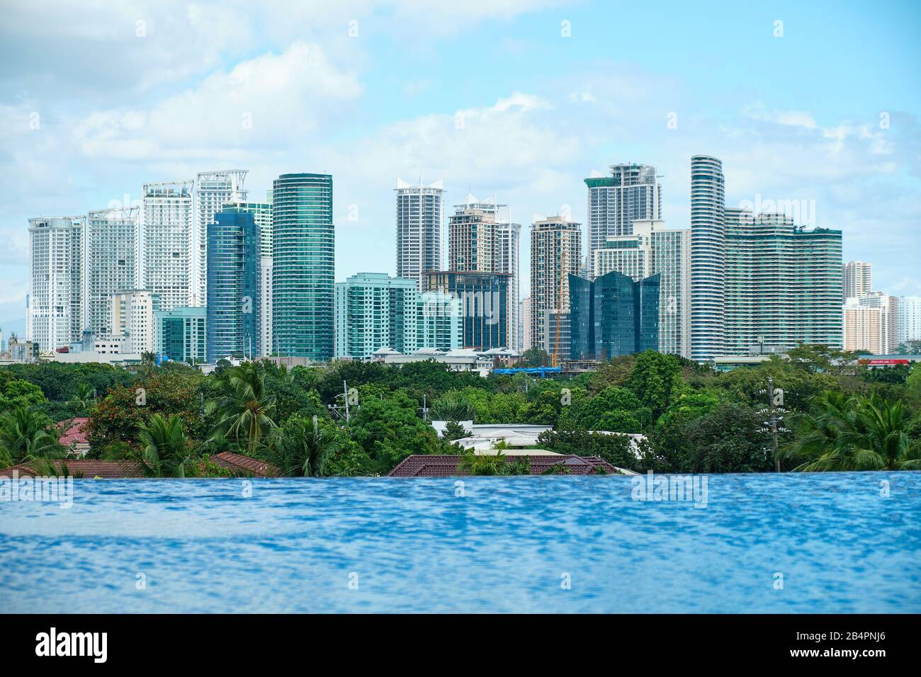 View of the city of Manila from the pool of the luxury five-star ...