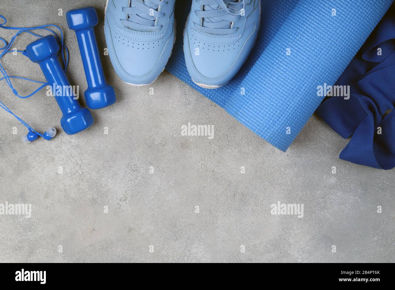 fitness items for a healthy lifestyle Stock Photo - Alamy