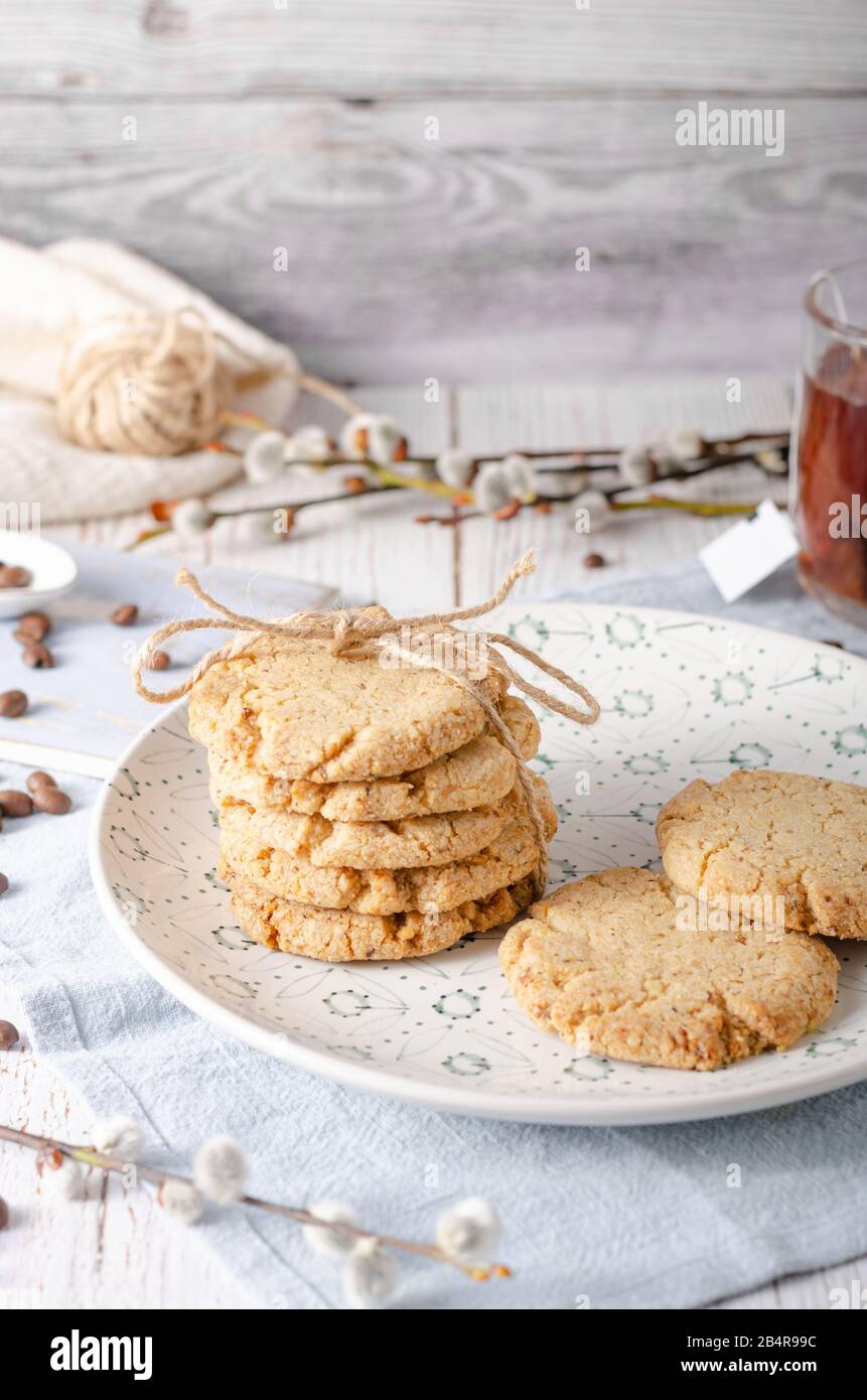Crispy and delicious buscuits with nuts and butter Stock Photo - Alamy
