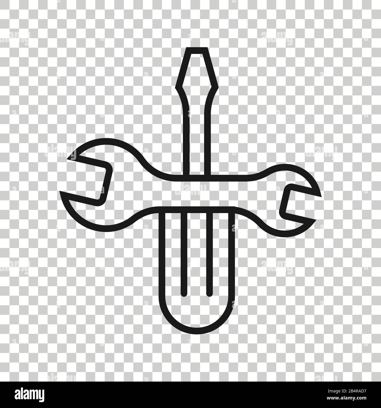 Wrench and screwdriver icon in flat style. Spanner key vector ...