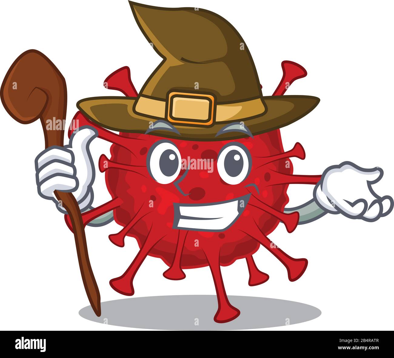 Cute and sneaky Witch betacoronavirus cartoon design style Stock Vector ...