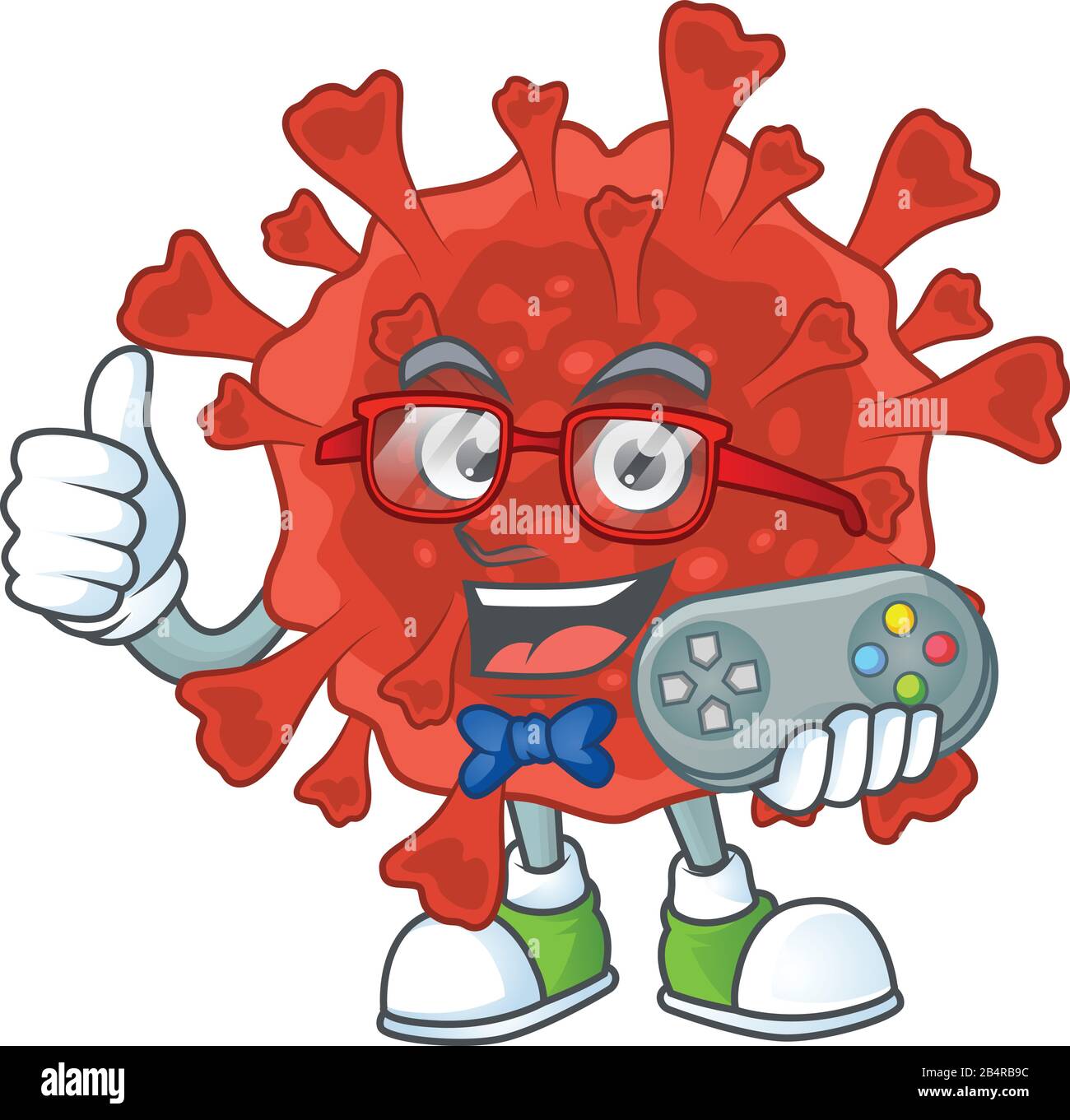 Talented red corona virus gamer mascot design using controller Stock ...
