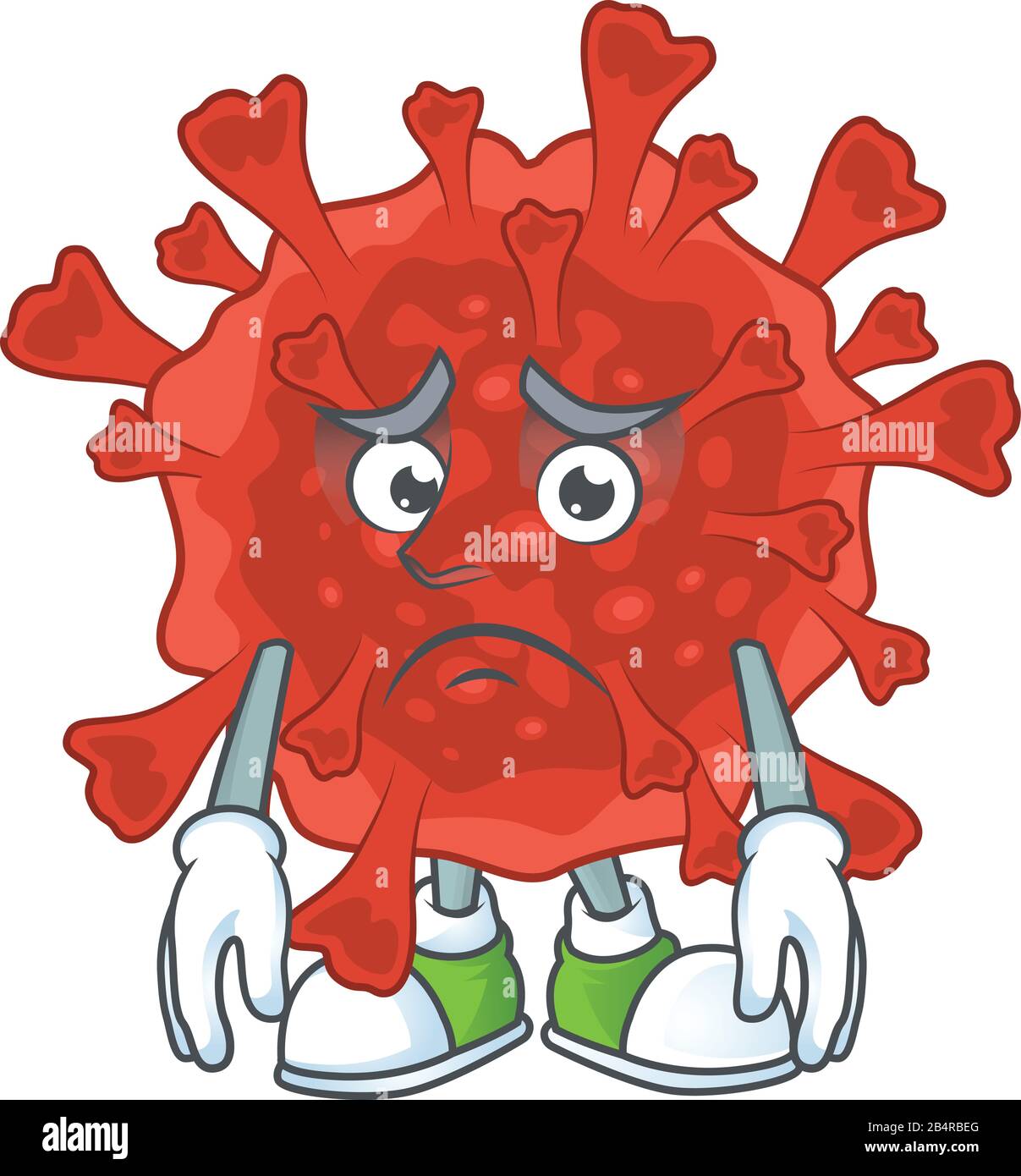 Red corona virus mascot design style with worried face Stock Vector ...