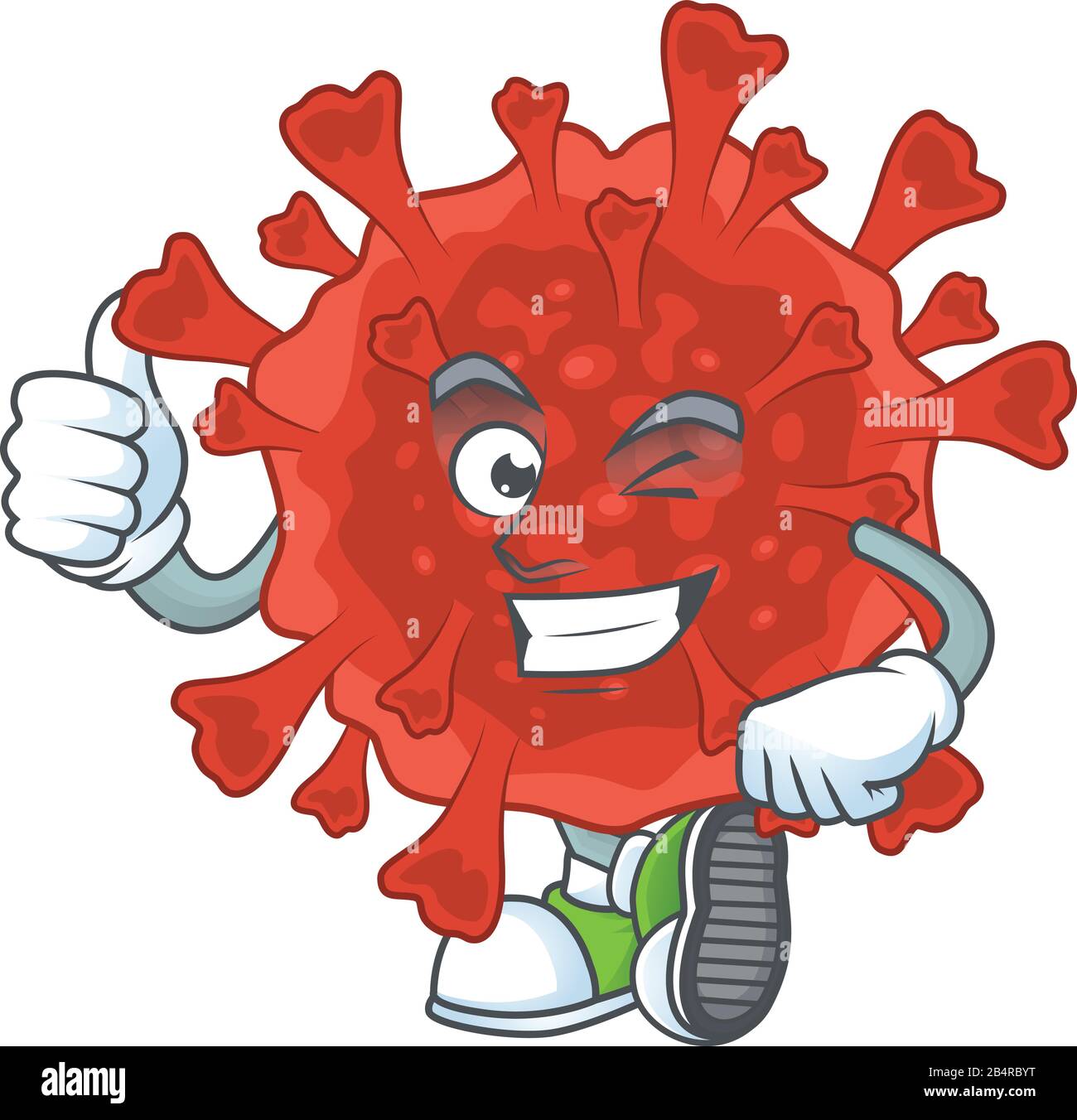Red corona virus cartoon character making Thumbs up finger Stock Vector ...