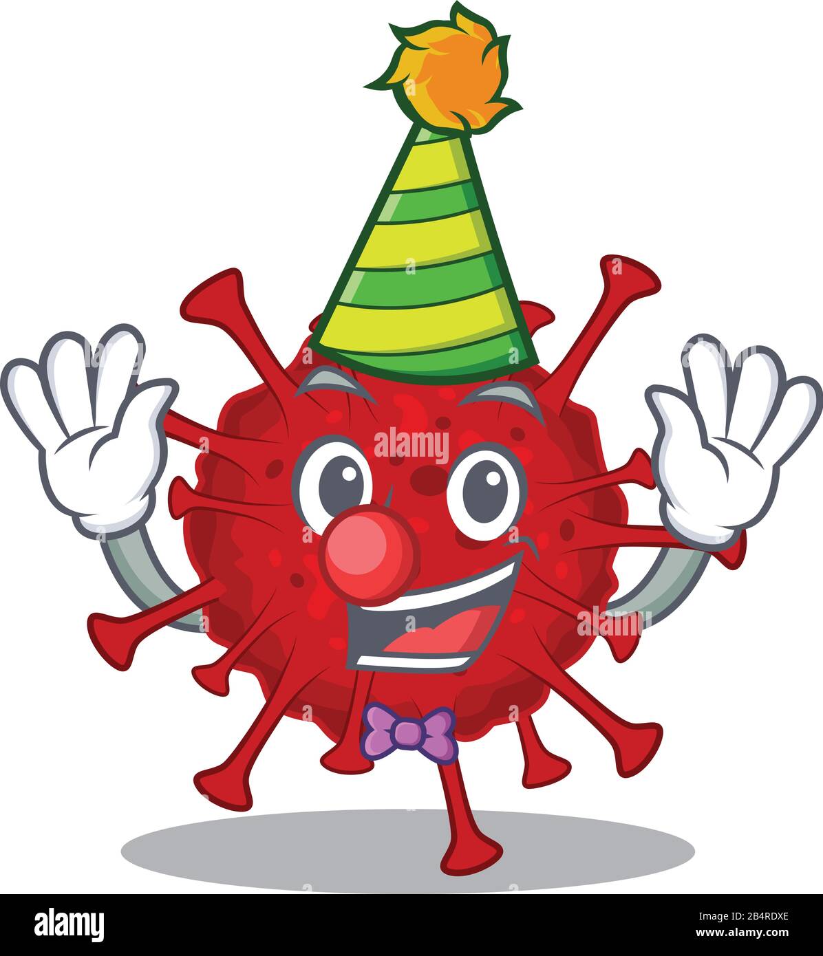 Cute and Funny Clown betacoronavirus cartoon character mascot style ...