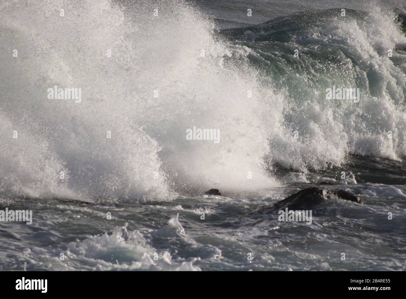 Wave breaking with surf Stock Photo - Alamy