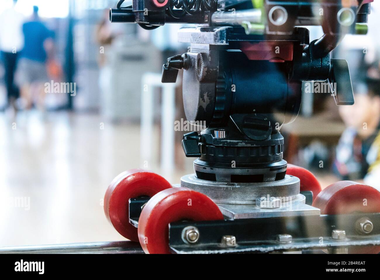 Detail of dolly track for camera equipment,Film Shoot,Behind the scene ...