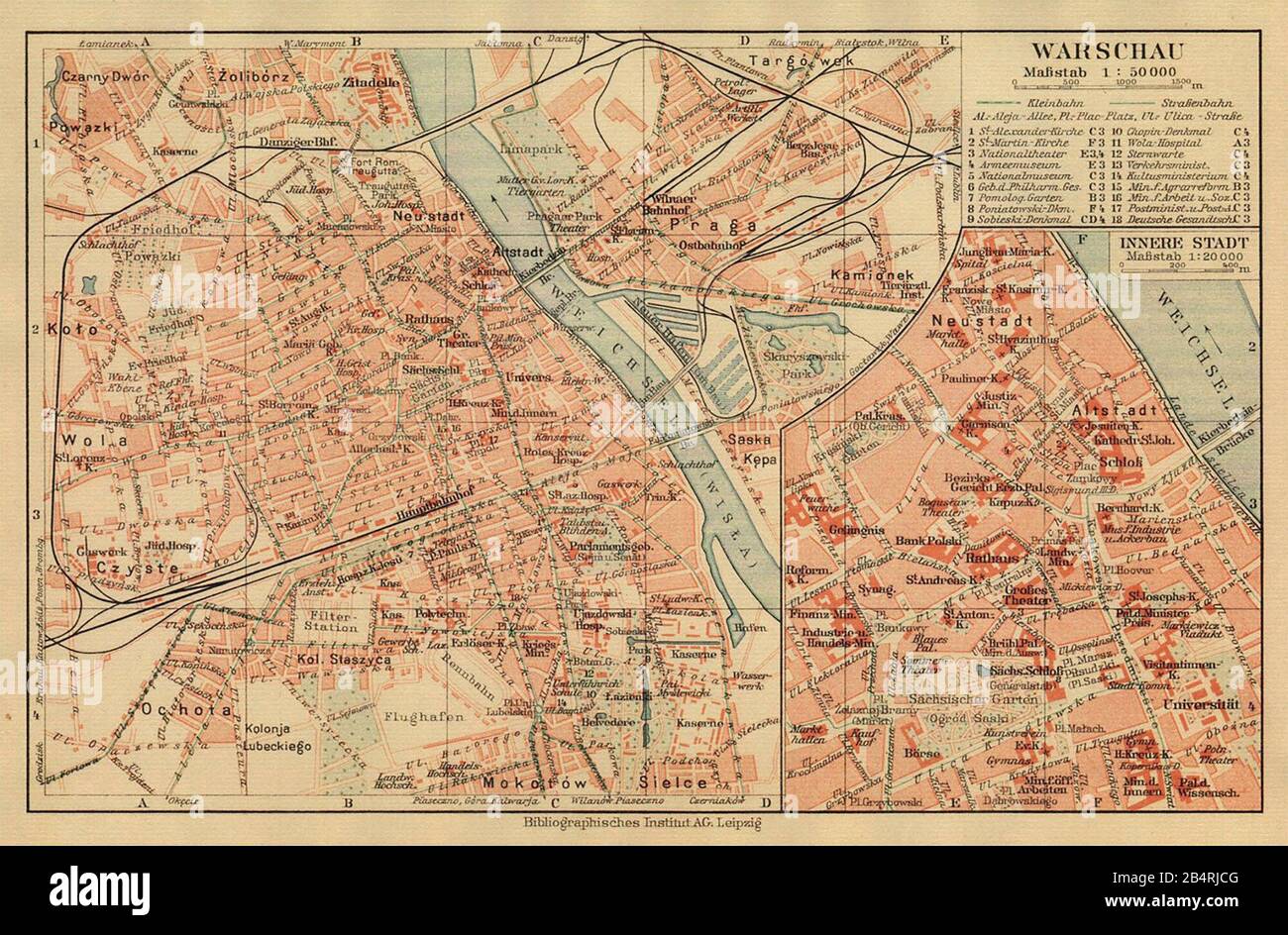 Plan of the capital of Poland - Warsaw in 1930 Stock Photo - Alamy