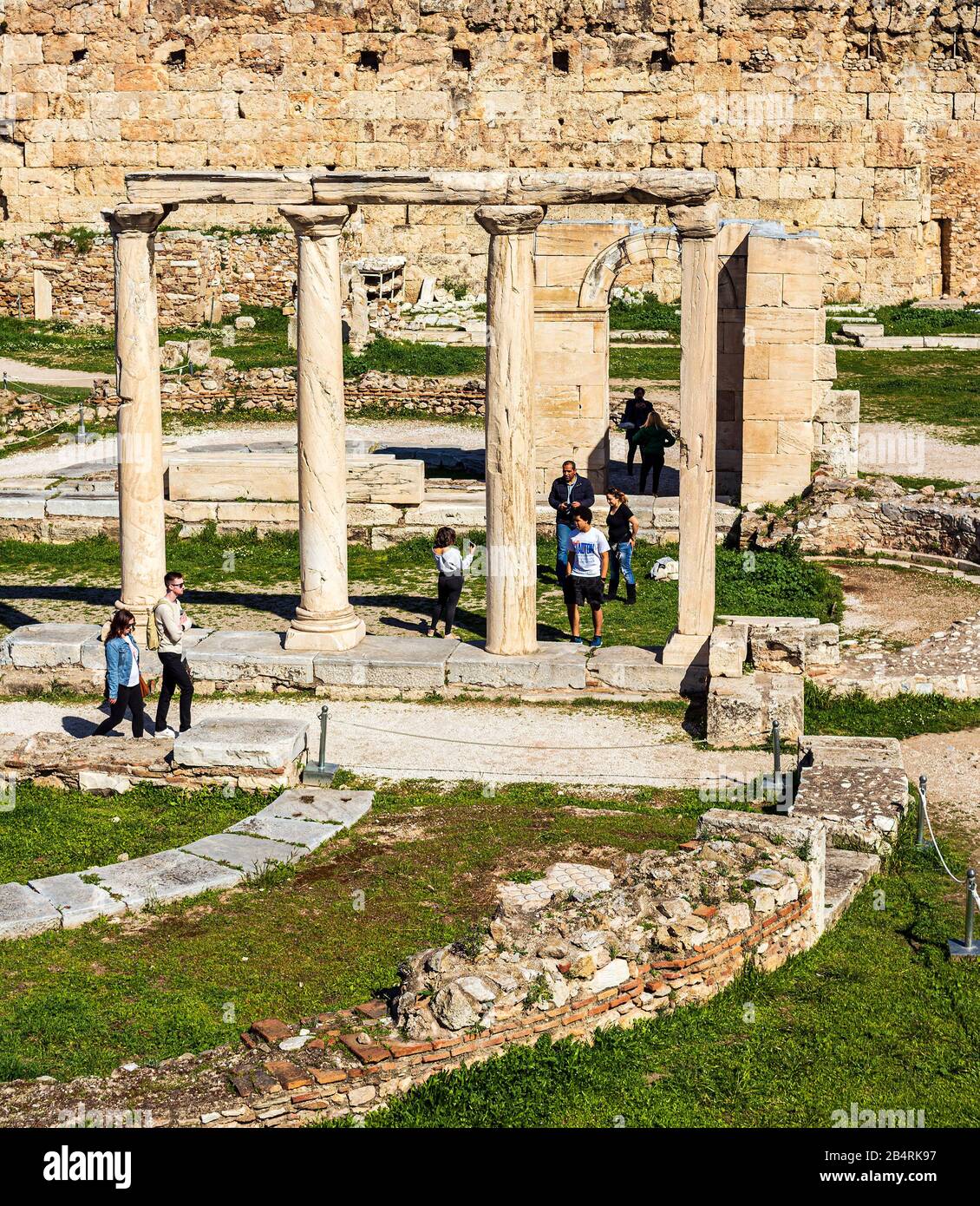 Athens, Greece - March 1, 2020: Ancient ruins in the Roman Forum in the ...