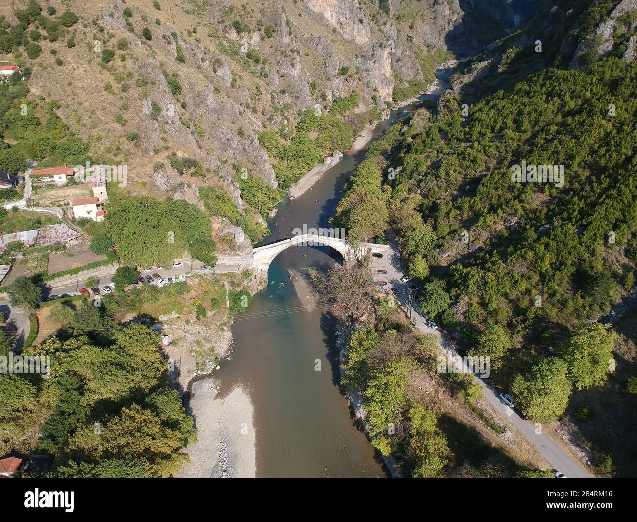 Ioannina konitsa historic old traditional Stone bridge of Aoos river ...