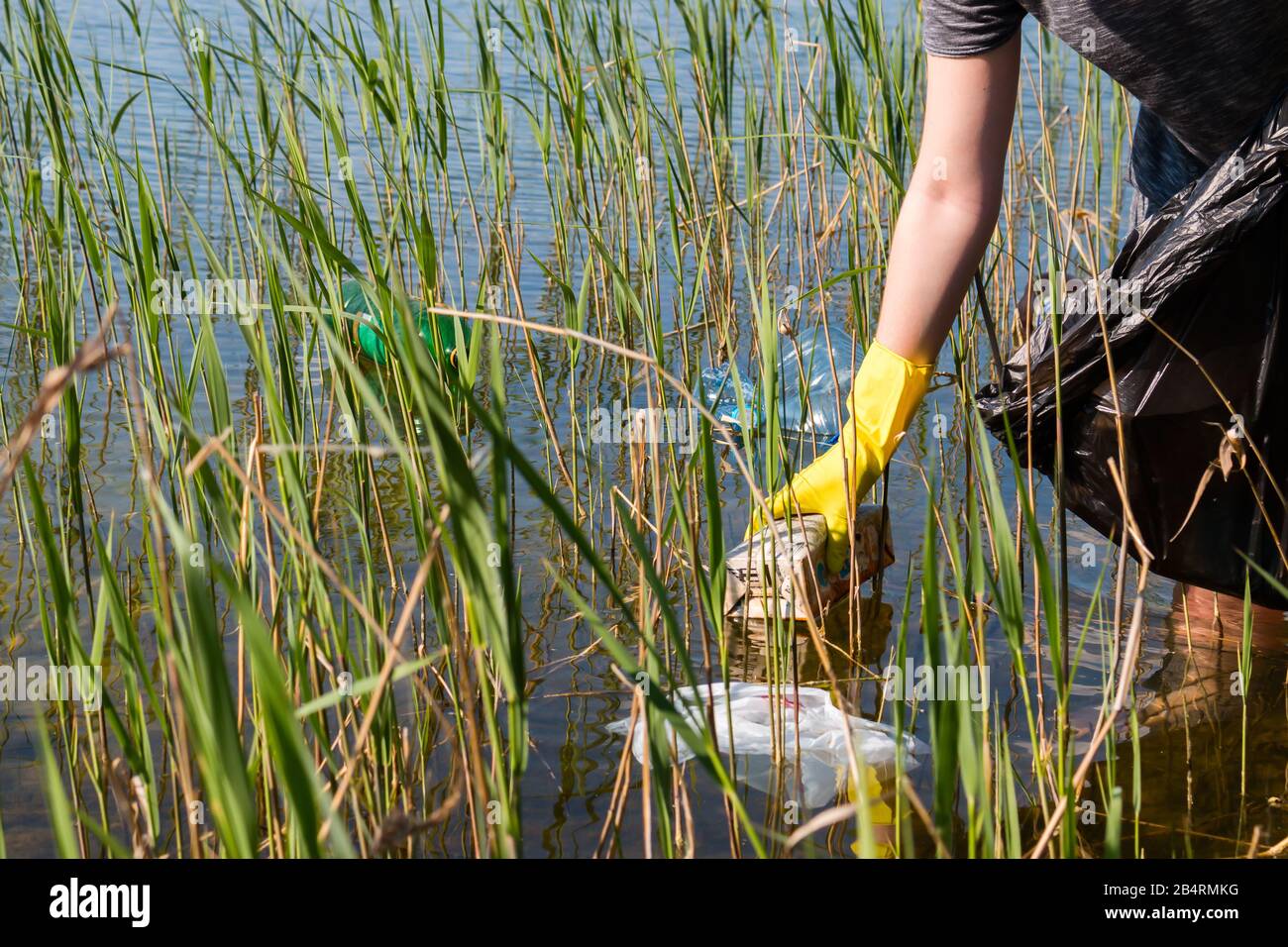 Girl clean pond garbage hi-res stock photography and images - Alamy