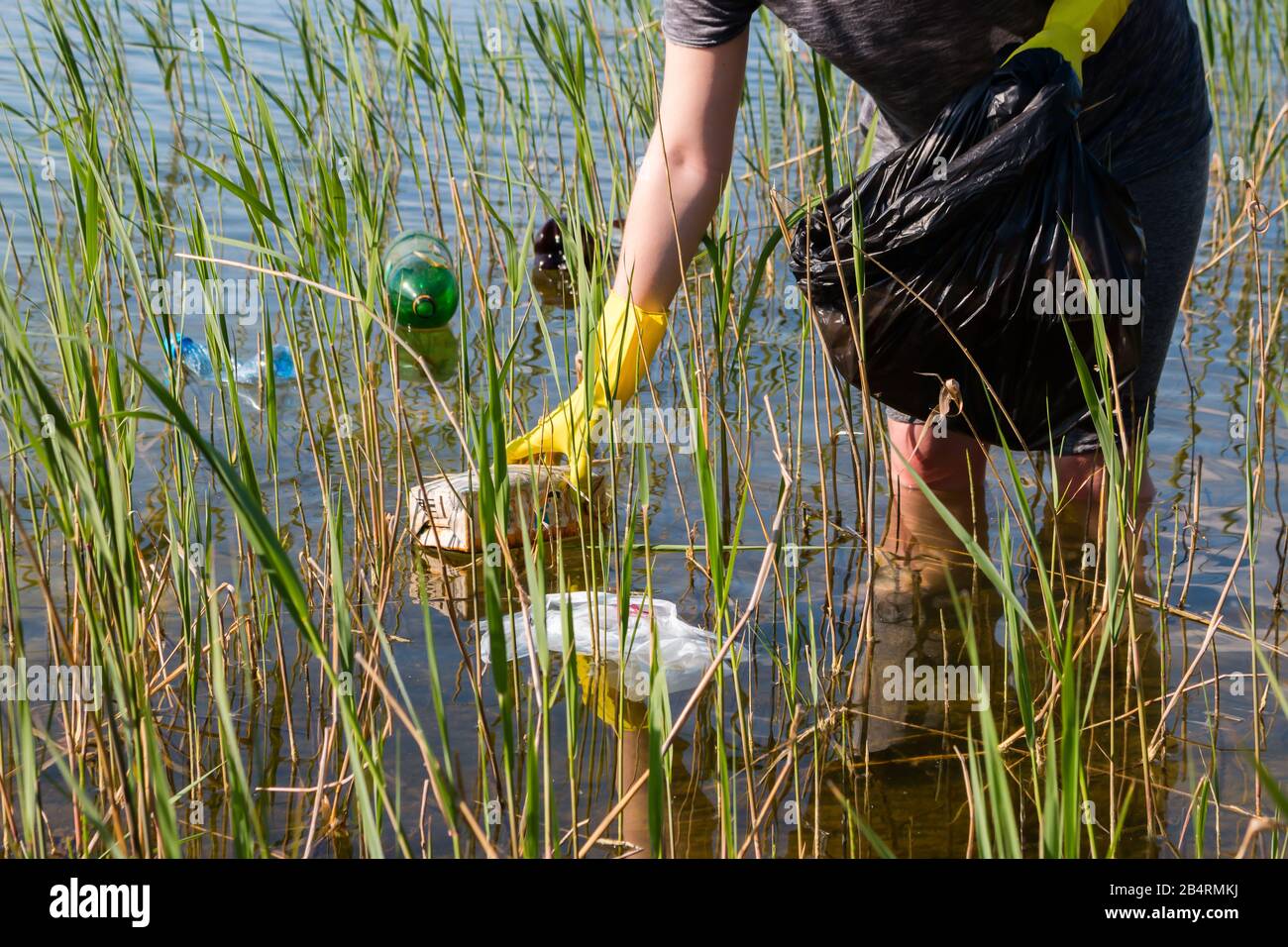 Girl clean pond garbage hi-res stock photography and images - Alamy