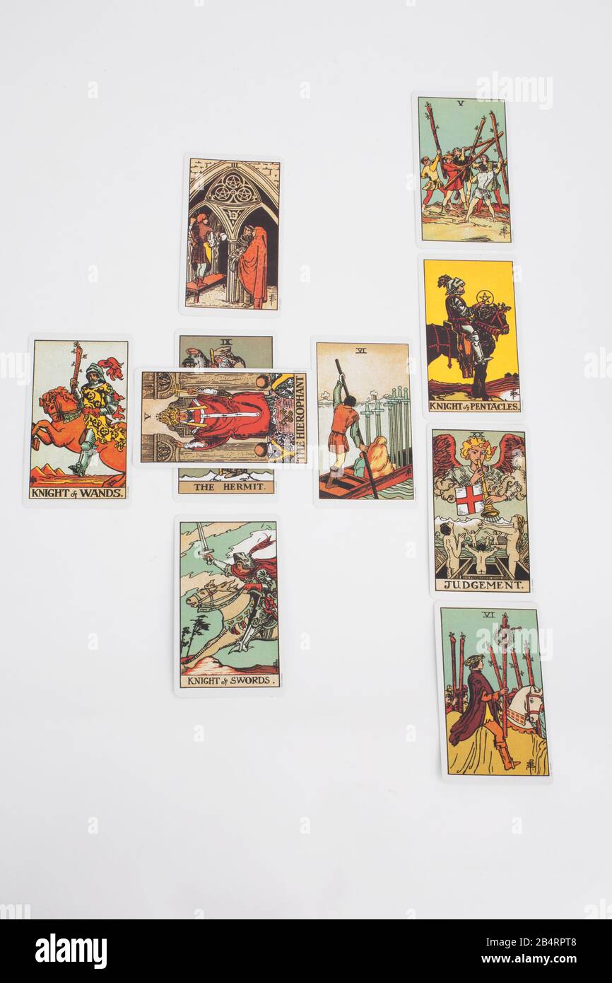 The Celtic Cross Tarot Spread against a white background Stock Photo ...