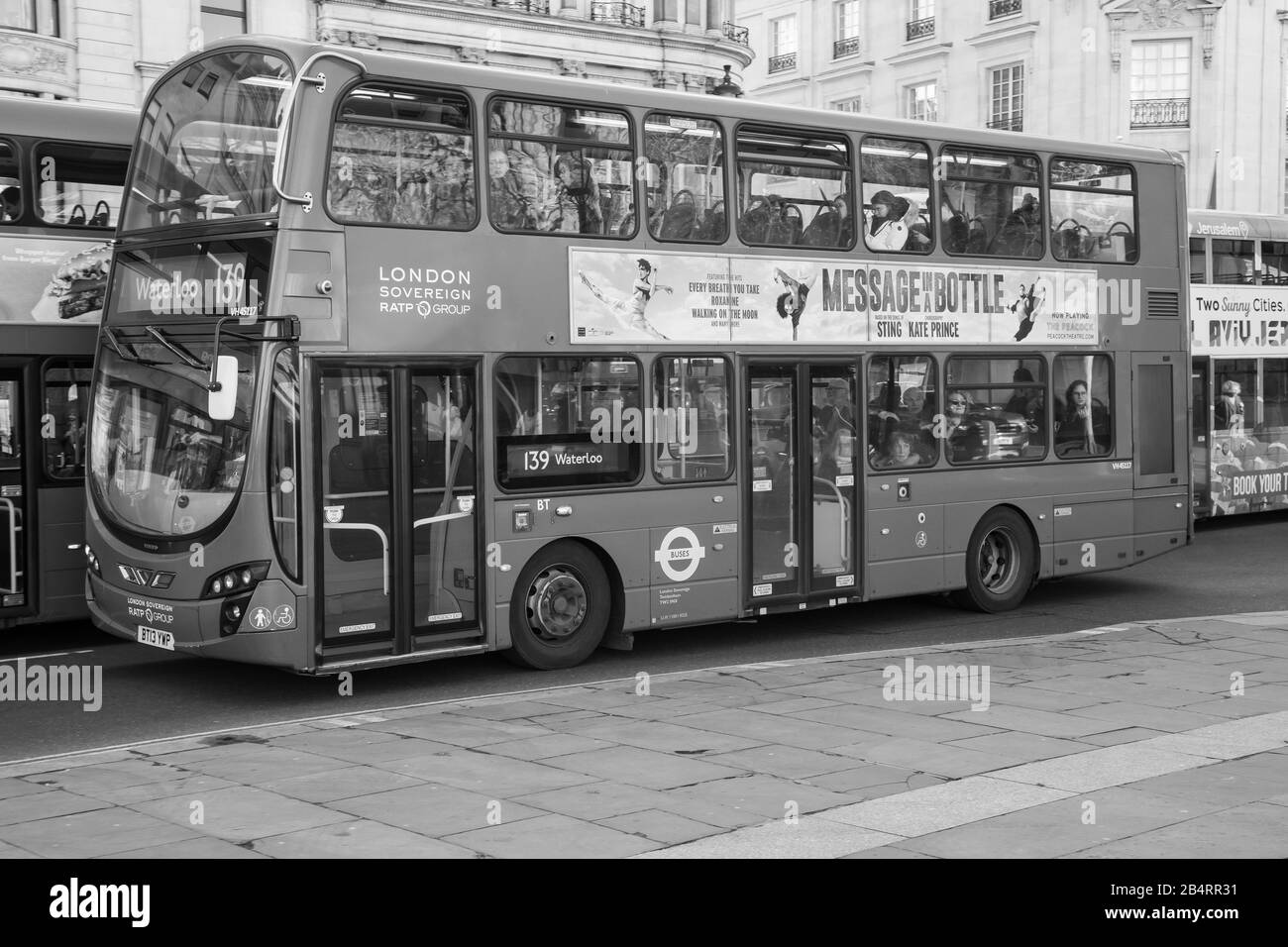 Two store bus at London Stock Photo - Alamy