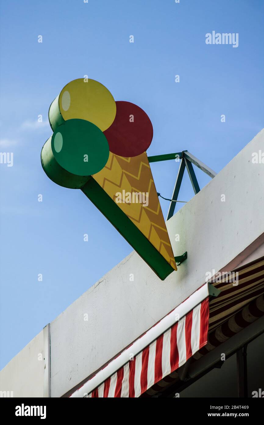 Paphos Cyprus March 06, 2020 View of a commercial sign in the streets ...