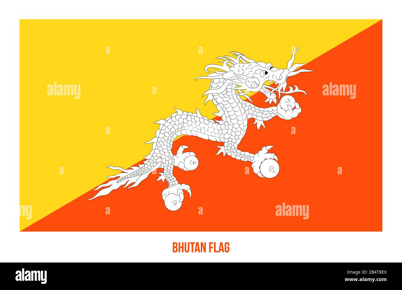 Bhutan Flag Vector Illustration on White Background. Bhutan National ...