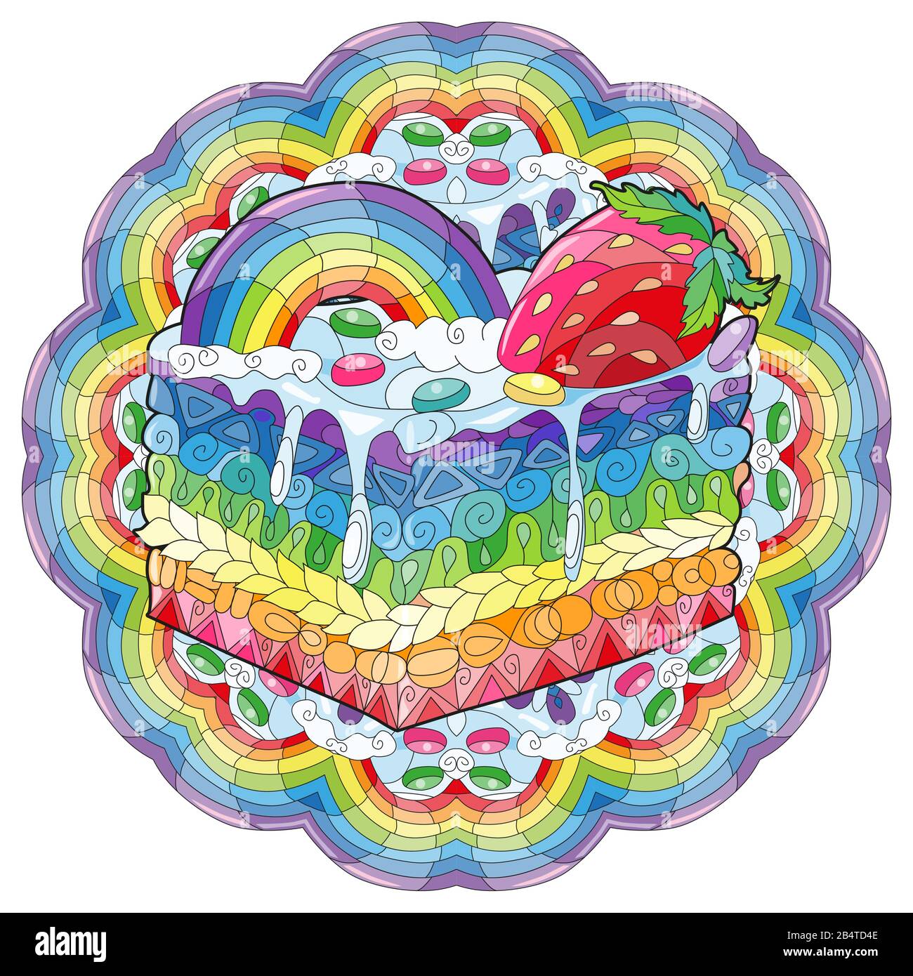 Decorative cake pattern on a patterned round substrate Stock Vector ...