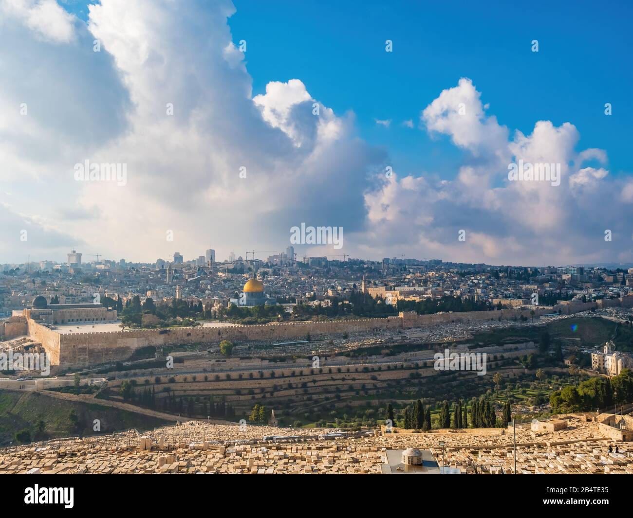 Panorama of the Temple Mount, including Al-Aqsa Mosque, and Dome of the ...