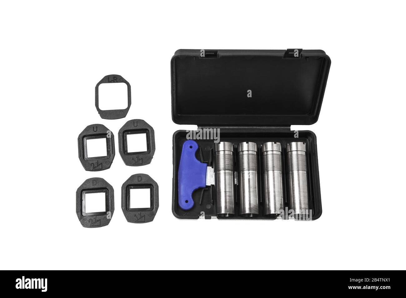 Shotgun chokes and tool. Accessories for modern hunting rifle isolated ...