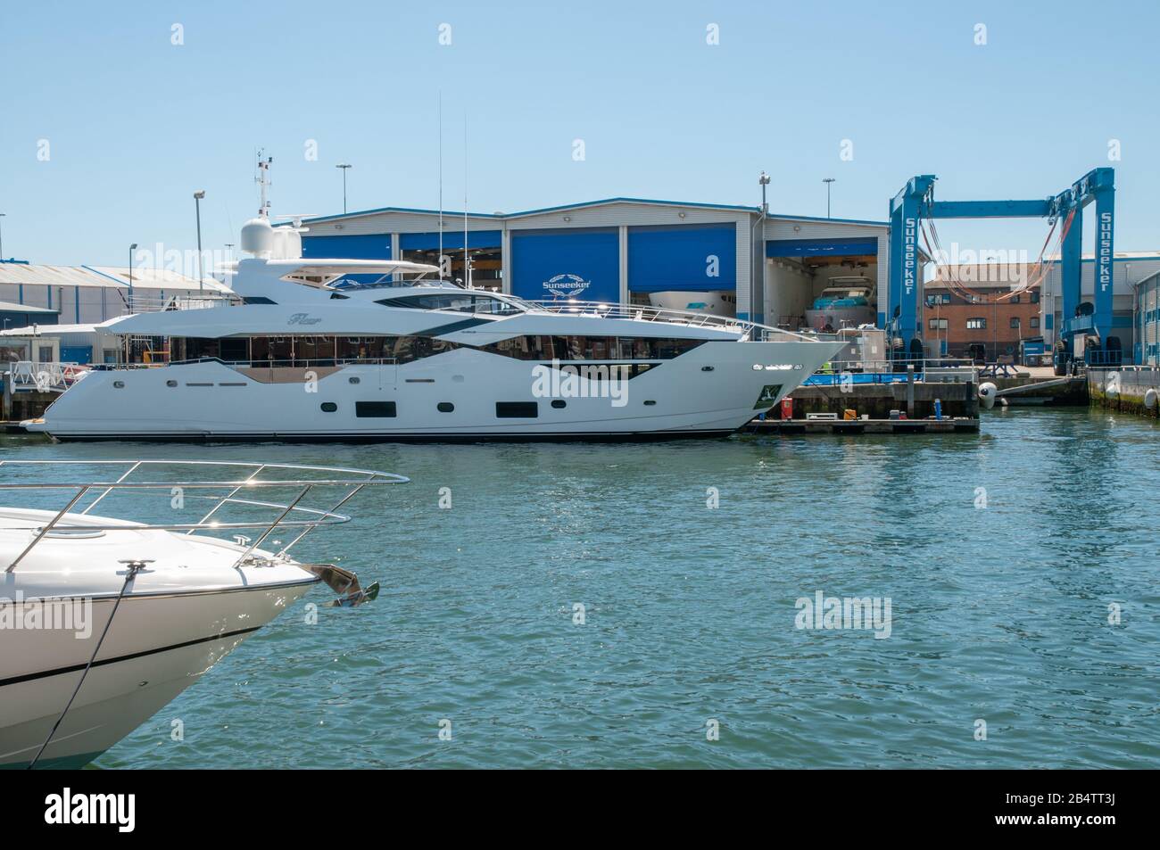 Sunseeker International's shipyard in Poole harbour, Dorset, England ...