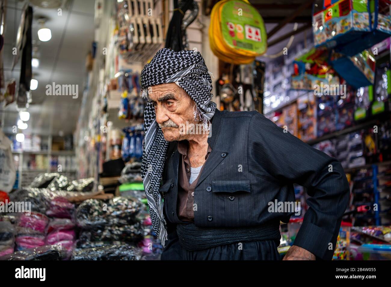 Iraq, Iraqi Kurdistan, Arbil, Erbil. In fornt of a children toys store ...