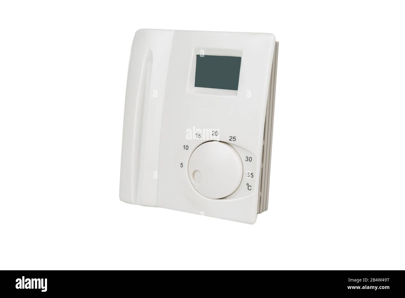 Simple thermostat for heating control on a white Stock Photo - Alamy