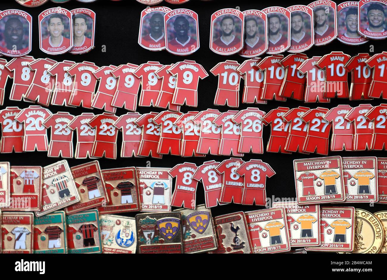 Pin badges being sold outside the stadium before the Premier League ...