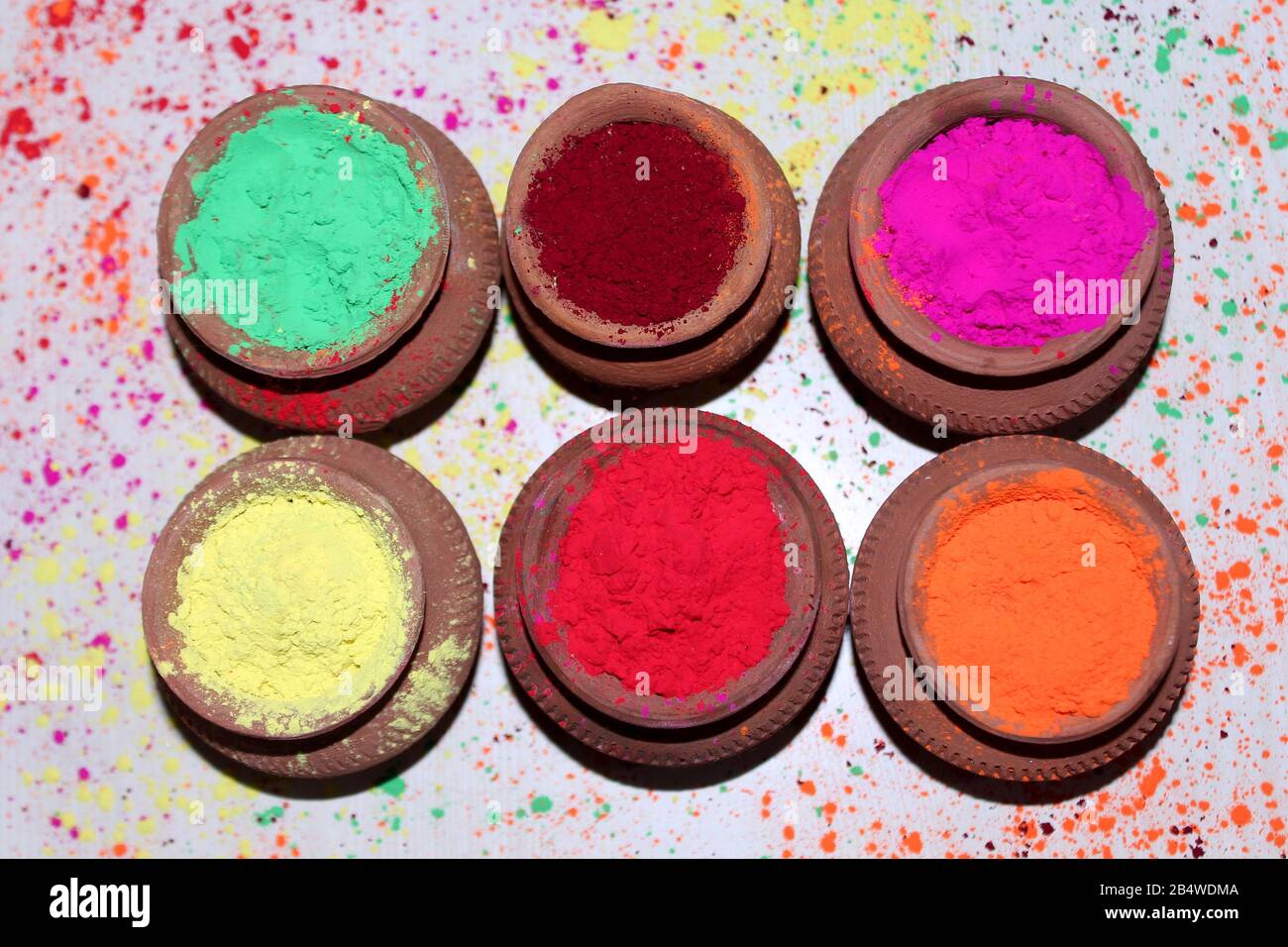 colorful traditional holi powder in bowls, Organic Gulal colors for ...