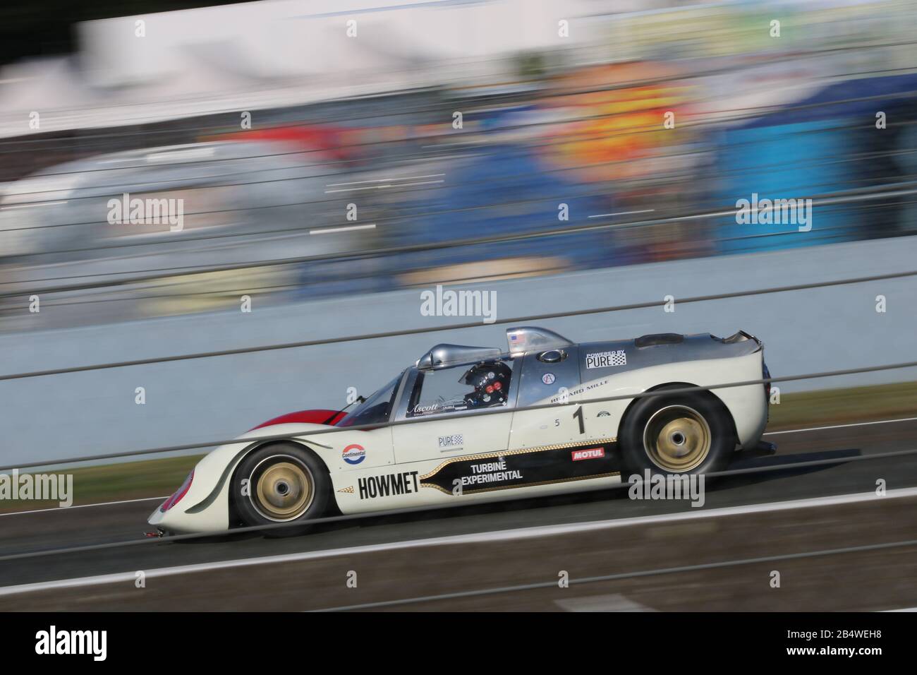 the turbine powered Howmet at speed at the 2018 LE MANS Classic race ...